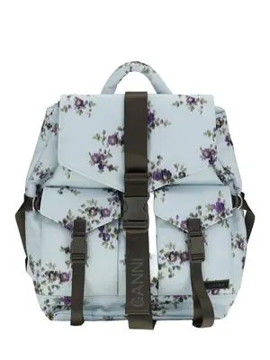 GANNI Re-tech Nylon Backpack With Floral Pattern - Blue