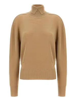 Burberry Wool Intarsia Turtleneck Sweater - Cream