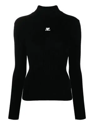 COURREGES Ribbed Sweater - Black