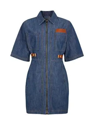 Fendi Chambray Denim Chemisier Dress - Blue