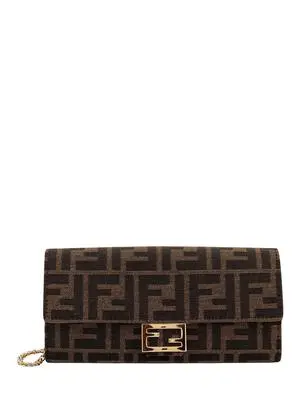Fendi Continental With Chain Baguette Ff Jacquard Fabric Crossbody Bag - Multicolor