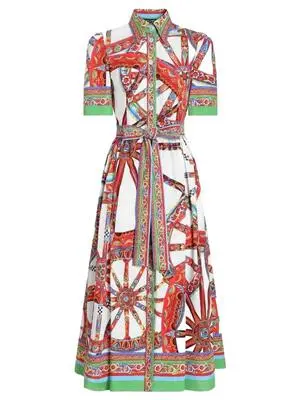 Dolce & Gabbana Carretto-print Cotton Poplin Dress - Multicolor