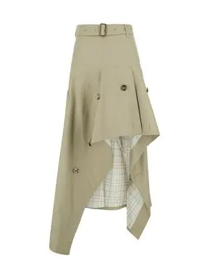 Burberry Heather' Beige Skirt With Asymmetrical Design And Lining With Check Motif In Cotton For - Multicolor