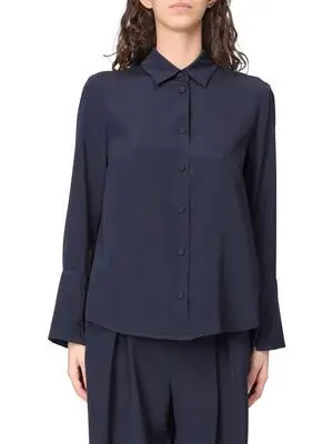 Max Mara MAX MARA Classic Stretch Silk Shirt Blue