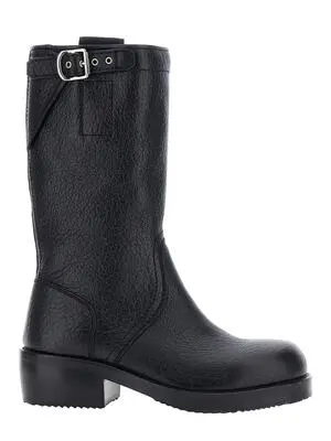 Dries Van Noten Leather Buckled Mid Calf Boots - Multicolor