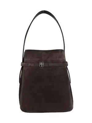 TOTEME Belted Suede Bucket Bag - Brown