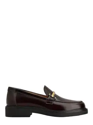 TOD'S Leather Loafers With Metal Bar - Red
