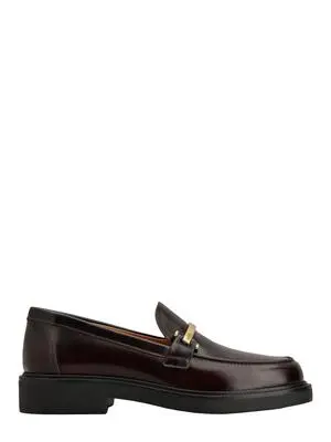 TOD'S Leather Loafers With Metal Bar - Red