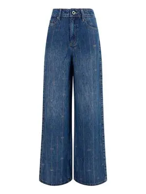 SELF-PORTRAIT SELF-PORTRAIT Crystal-Striped Denim Trousers