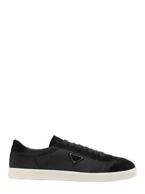 Prada Nylon Sneakers With Suede Inserts - Black