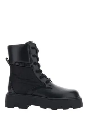 Moncler Moncler Women 'Aurea' Black Ankle Boots With Slip-On Design And Logo Lettering On The Side In Leather For Women Multicolor