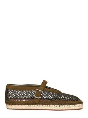 Alaïa Camouflage Green Fishnet And Suede Espadrilles - Multicolor