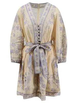 Zimmermann Indra Printed Linen Dress - Multicolor