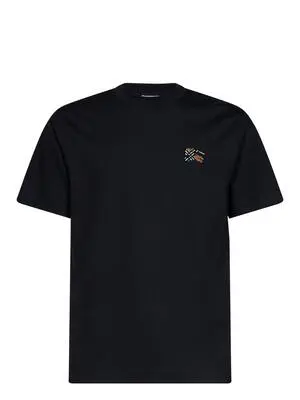 Burberry Burberry Men Black Cotton T-Shirt With Knight Patch Multicolor