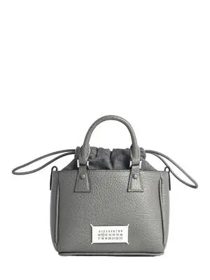 MAISON MARGIELA 5ac Horizontal Pebble Grey Leather Tote Bag - Gray