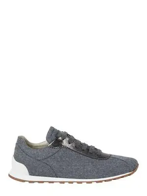 BRUNELLO CUCINELLI BRUNELLO CUCINELLI Virgin Wool Flannel And Lamé Calfskin Runners With Monili