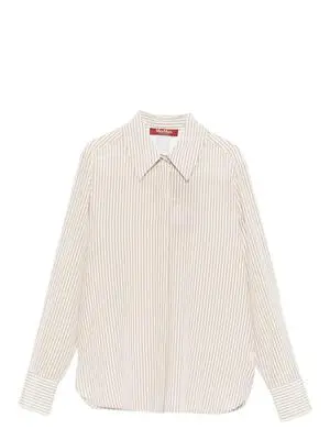 Max Mara Striped Silk Shirt Brown