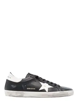 GOLDEN GOOSE Super-star Distressed-effect Leather Sneakers - Black