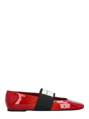 Givenchy Sliced Square Ballerinas In Patent Leather - Red