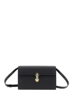 Savette Shoulder Bag 'symmetry' With Clasp In Grained Black Leather For - Multicolor