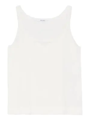Max Mara Ribbed Square Neck Tank Top - White