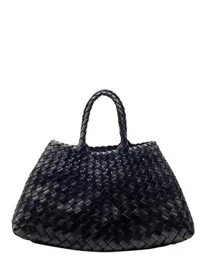 Dragon Diffusion Handbag 'santa Croce' With Two Top Handles And Woven Design In Leather For - Black