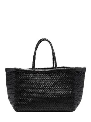Dragon Diffusion Woven Leather Triple Jump Tote Bag - Black