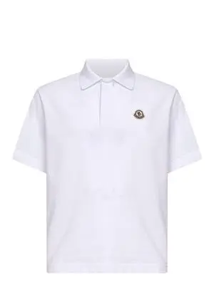 Moncler White Cotton Pique Logo Polo Shirt - Multicolor