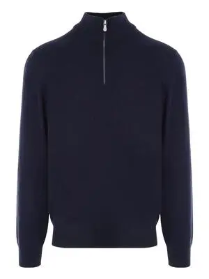 Brunello Cucinelli BRUNELLO CUCINELLI Cashmere Quarter Zip Jumper Blue
