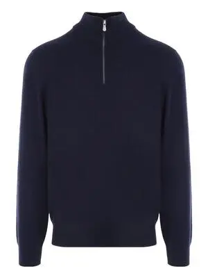 Brunello Cucinelli BRUNELLO CUCINELLI Cashmere Quarter Zip Jumper Blue