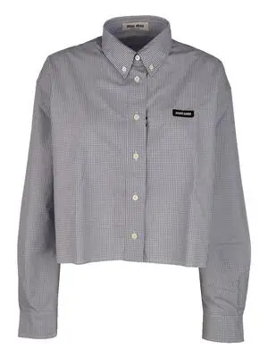 Miu Miu Checked Long Sleeve Crop Shirt - Multicolor