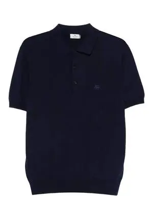 Etro Knitted Cotton Polo Shirt - Blue