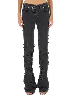 Alexander McQueen Knot Detail Slim Fit Jeans - Black