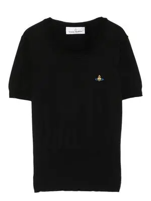 VIVIENNE WESTWOOD VIVIENNE WESTWOOD Bea Orb-Embroidered Short-Sleeve Top Black