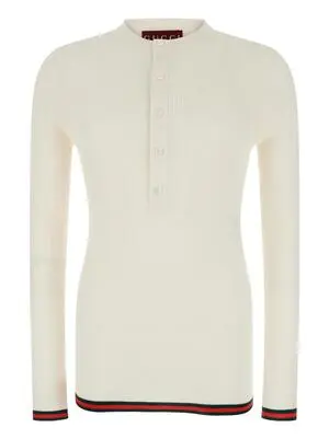 GUCCI Gucci Men White Long Sleeved Top In Rib Silk Man