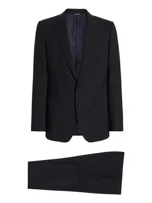Dolce & Gabbana Martini Light Wool Gabardine Single-breasted Suit - Blue