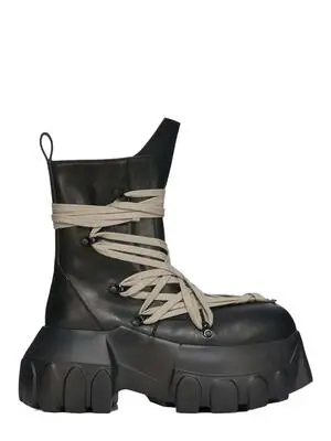 Rick Owens Leather Boots Megalace Mega Tractor - Black