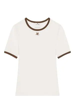 COURREGES Cotton T-shirt With Contrasting Trim - White