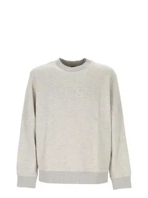 BOSS Cotton Jersey Crewneck Sweatshirt - Gray