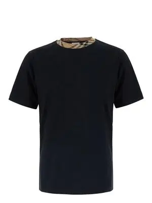 Burberry Ryan' Black T-shirt With Collar With Check Motif In Cotton For - Multicolor