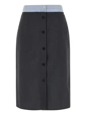 Prada Wool Blend Skirt - Gray