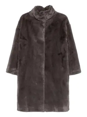 Herno High-neck Faux-fur Coat - Gray