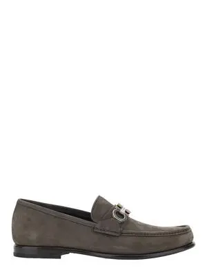 FERRAGAMO Avril Leather Loafers - Gray
