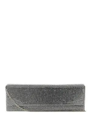 Amina Muaddi Embellished Satin Amini Paloma Clutch - Silver