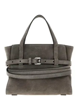 Moschino Grey Suede Tie Me Handbag - Gray