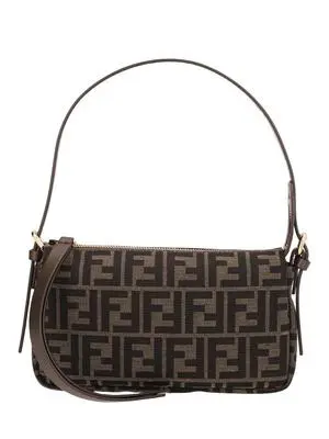 Fendi Ff Zucca Jacquard Small Zip Top Shoulder Bag - Brown