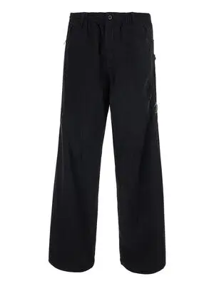 C.P. COMPANY Black Cargo Pants With Logo Patch On The Side And Elastic Waist In Cotton For - Multicolor