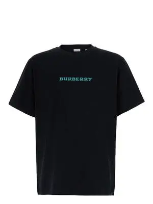 Burberry Burberry Men 'Ryan' Black Tshirt With Logo On The Front And Maxi Logo On The Back In Cotton For Men Multicolor