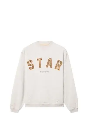 GOLDEN GOOSE Melange Cotton Star Sweatshirt With Embroidery - Gray