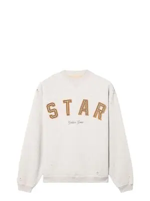 GOLDEN GOOSE Melange Cotton Star Sweatshirt With Embroidery - Gray